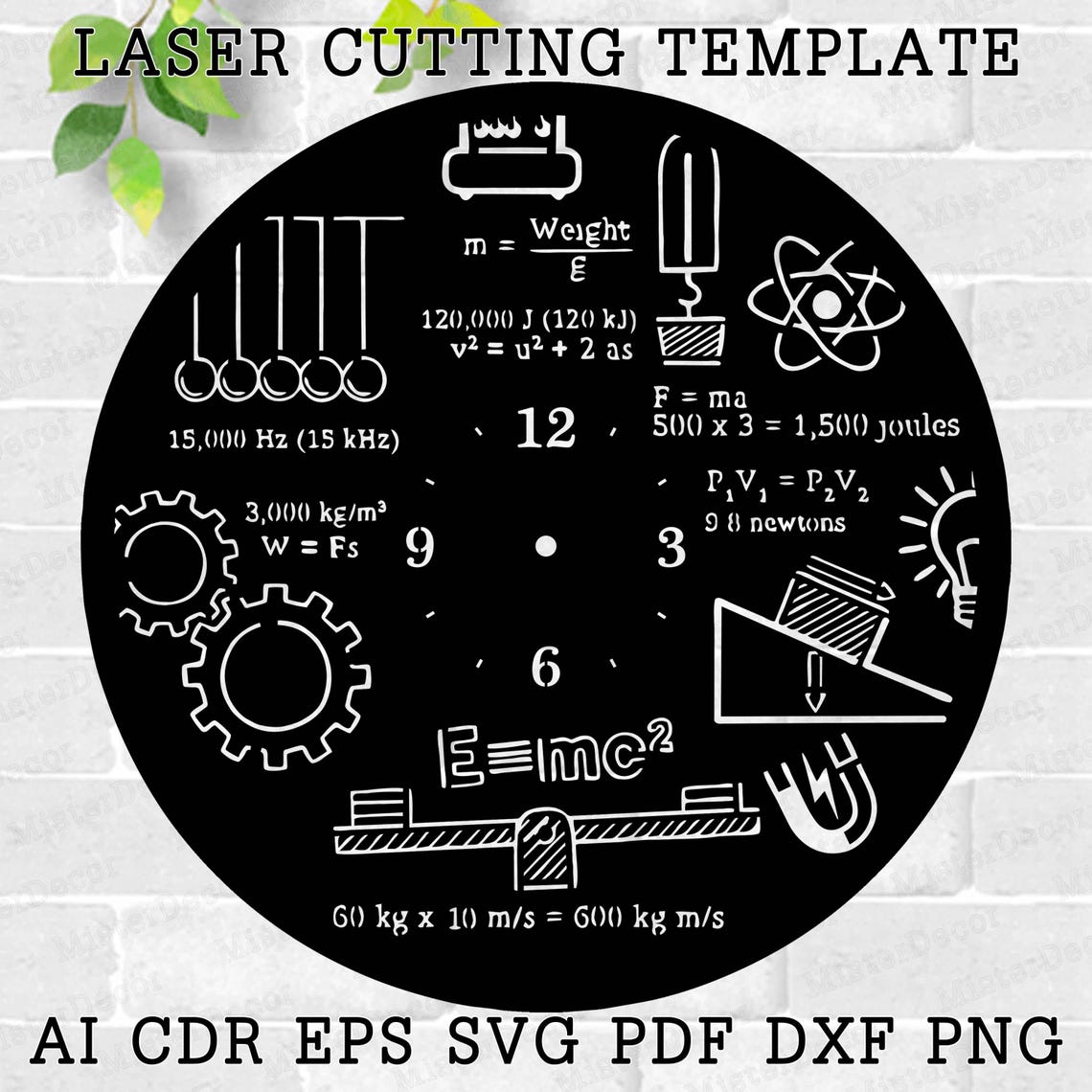 Physics Clock Laser Cut Files SVG Vector File Ai, Cdr, Dxf Eps Pdf Png ...