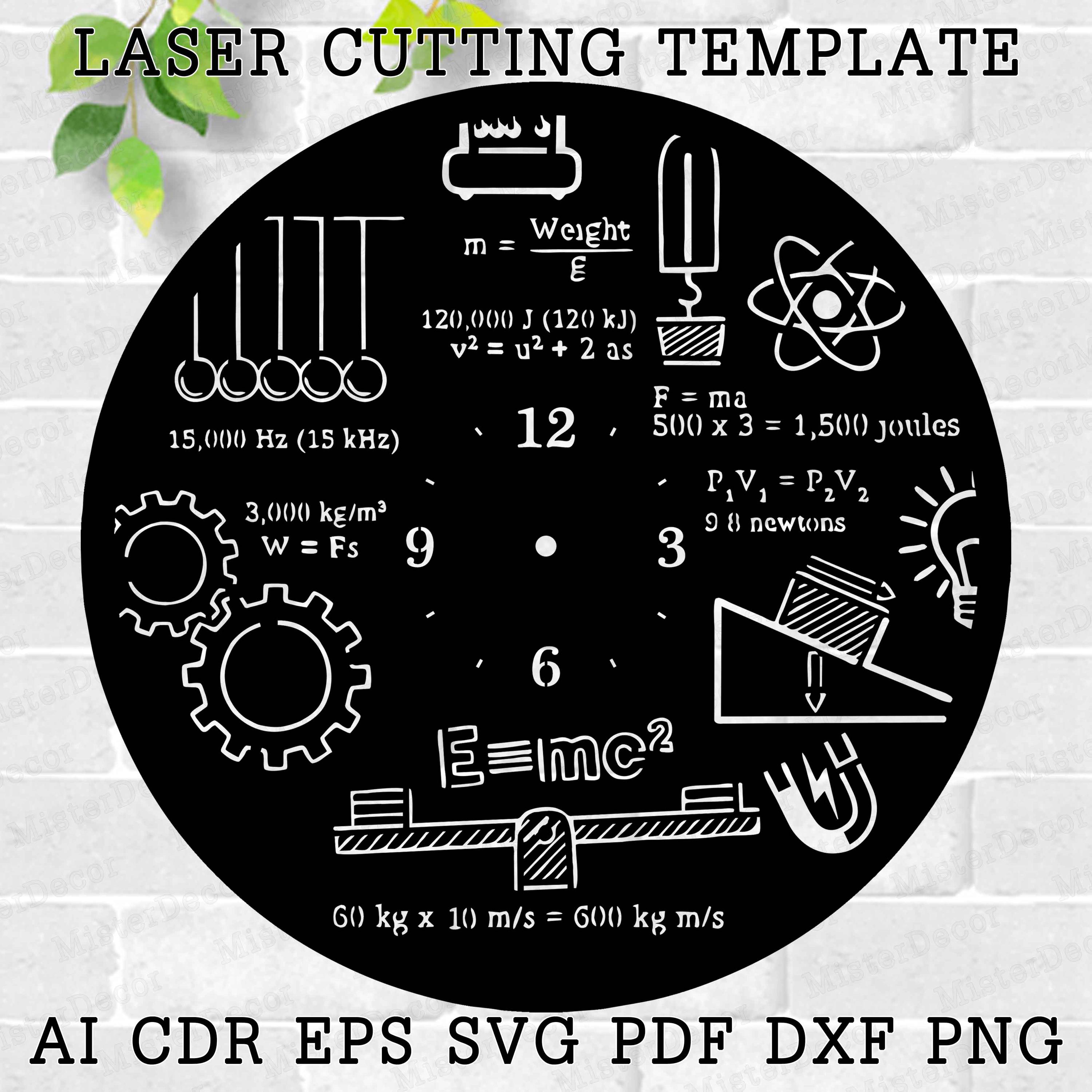 Physics Clock Laser Cut Files SVG Vector File Ai, Cdr, Dxf Eps Pdf Png ...