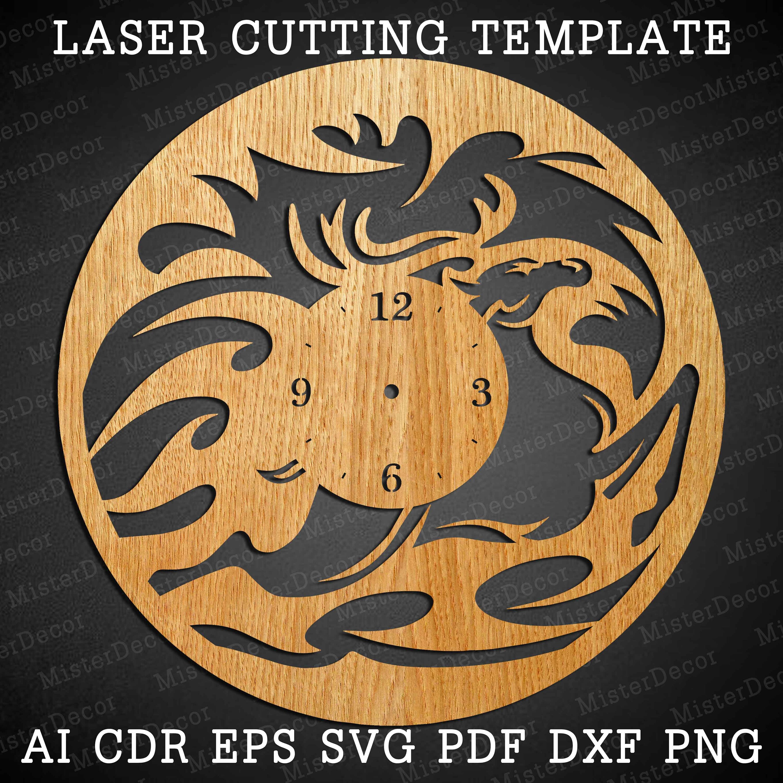 Deer Clock Laser Cut Files, SVG File. Vector File Ai, Cdr, Dxf Instant ...