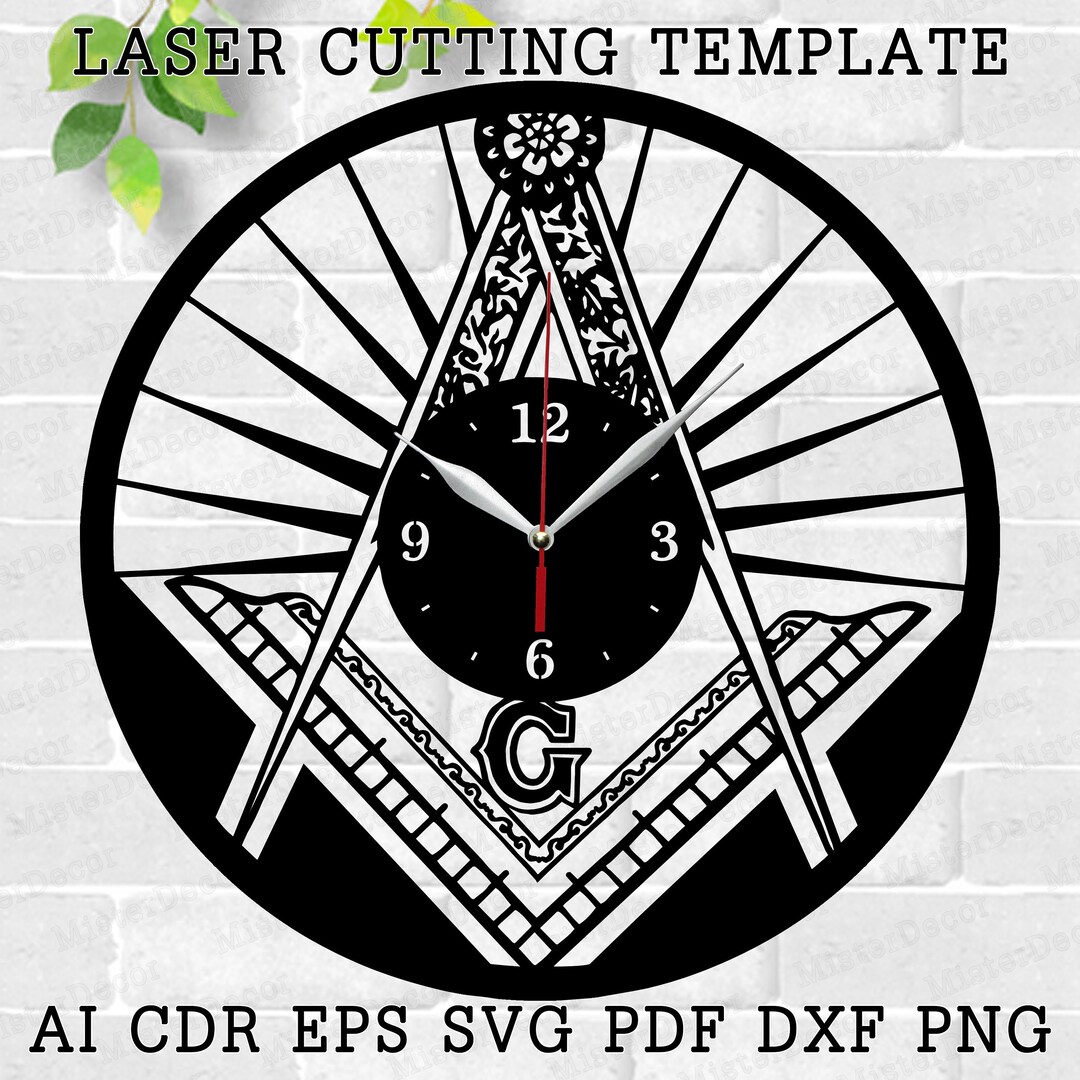 Freemasonry Wall Clock Laser Cut Files, SVG File. Vector File Ai, Cdr ...