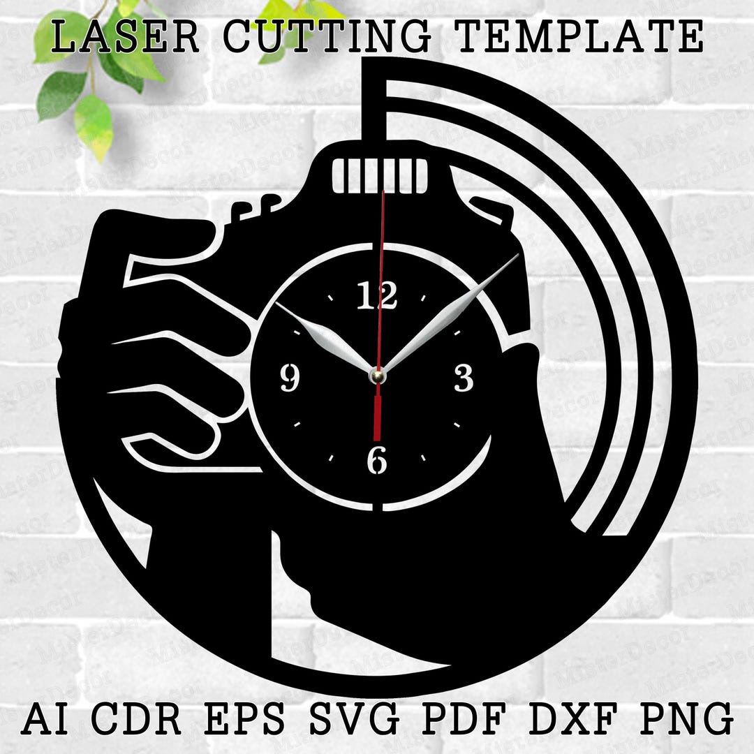 Photographer Clock Laser Cut Files, SVG File. Vector File Ai Cdr Dxf ...