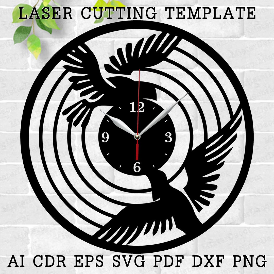 Doves Clock Laser Cut Files SVG File Vector File Ai Cdr Dxf Instant ...