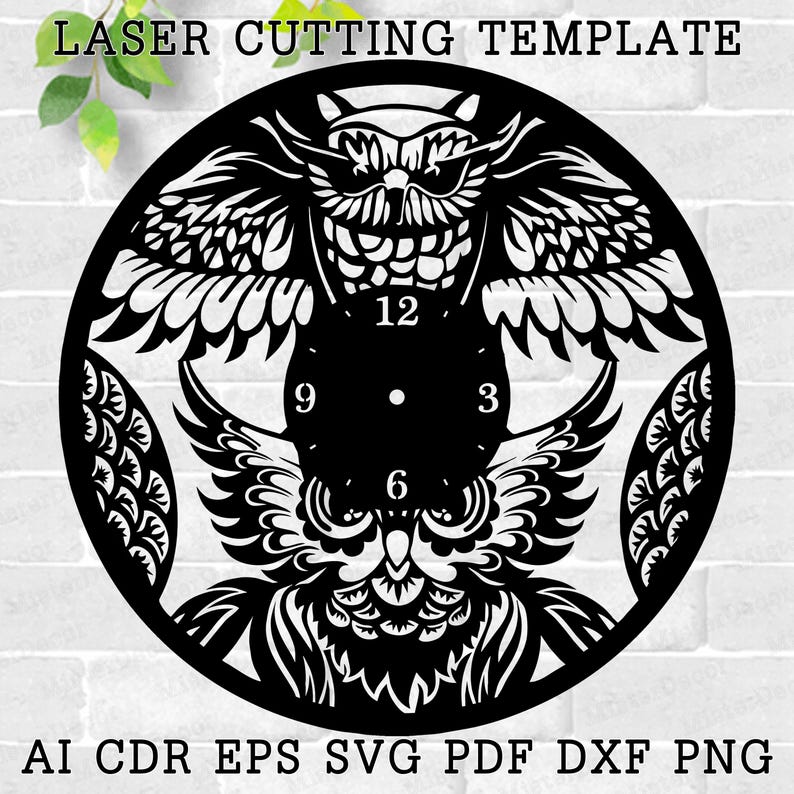 Owl Clock Laser Cut Files SVG Vector File Ai, Cdr, Dxf, Eps Pdf Png ...