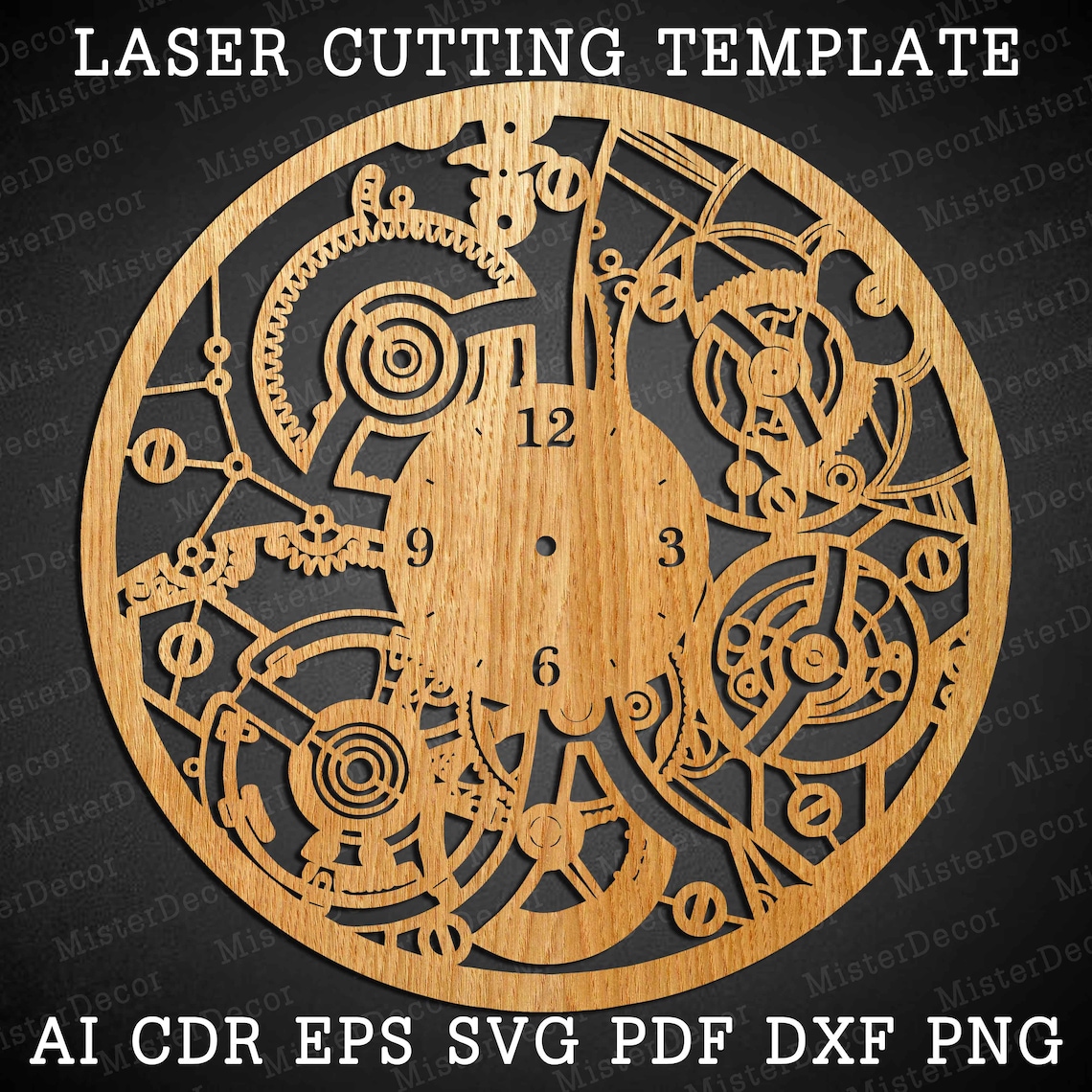 Clockwork Clock Laser Cut Files, SVG File. Vector File Ai, Cdr, Dxf ...