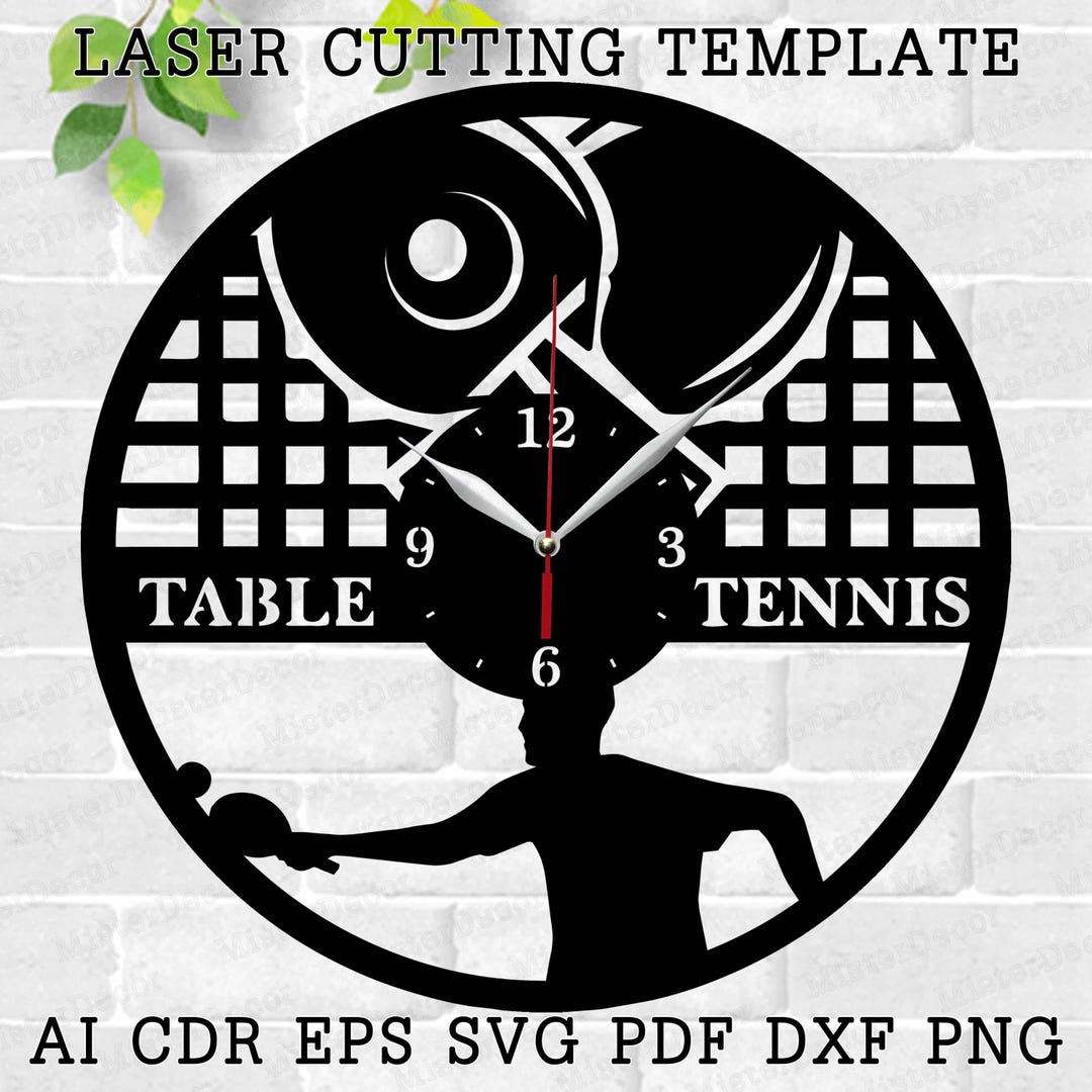 Table Tennis Clock Laser Cut Files SVG Vector File Ai, Cdr, Dxf, Eps ...
