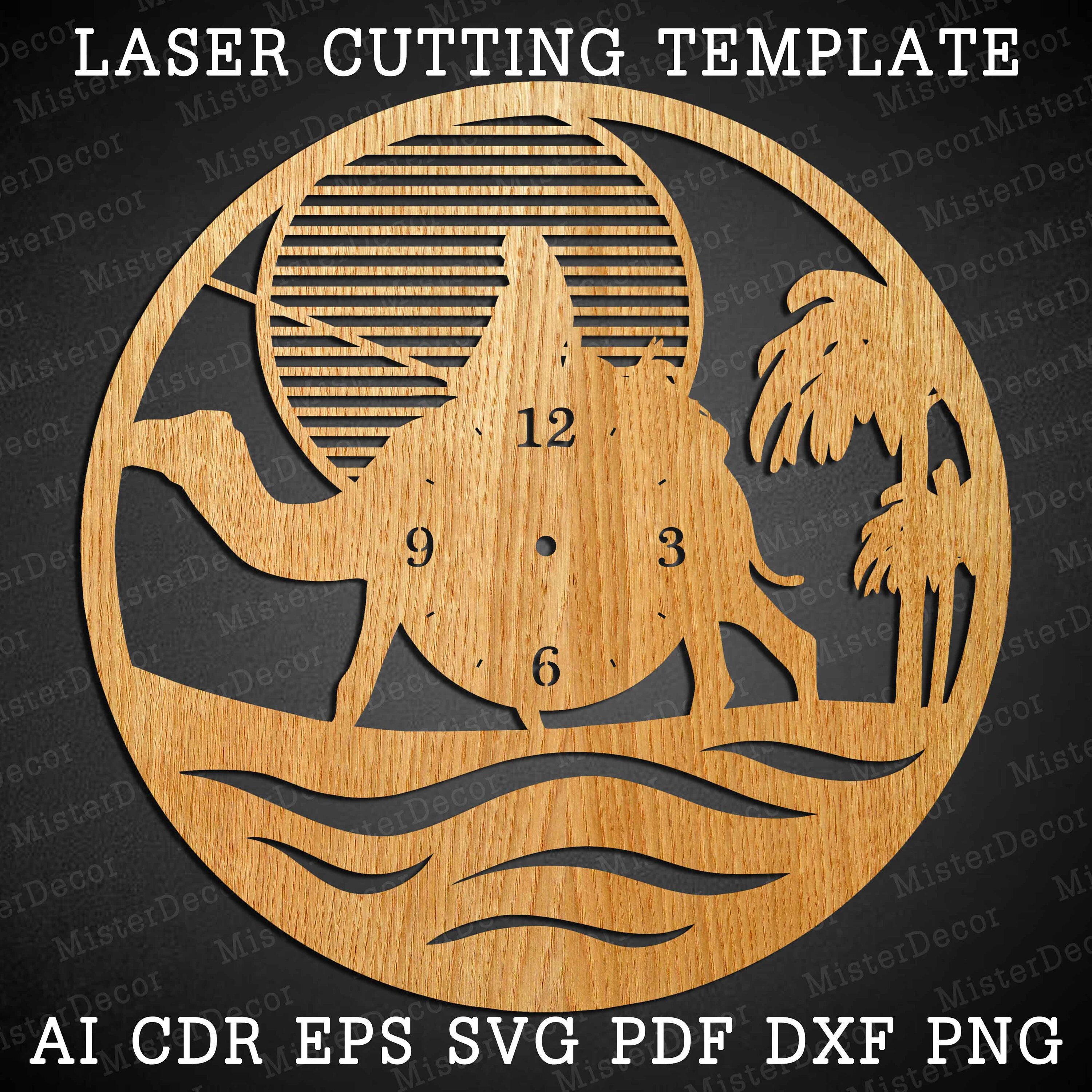 Camel Wall Clock Laser Cut Files, SVG File. Vector File Ai, Cdr, Dxf ...