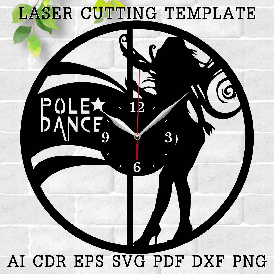 Pole Dance Clock Laser Cut Files, SVG File Ai Cdr Dxf, Unique Digital ...