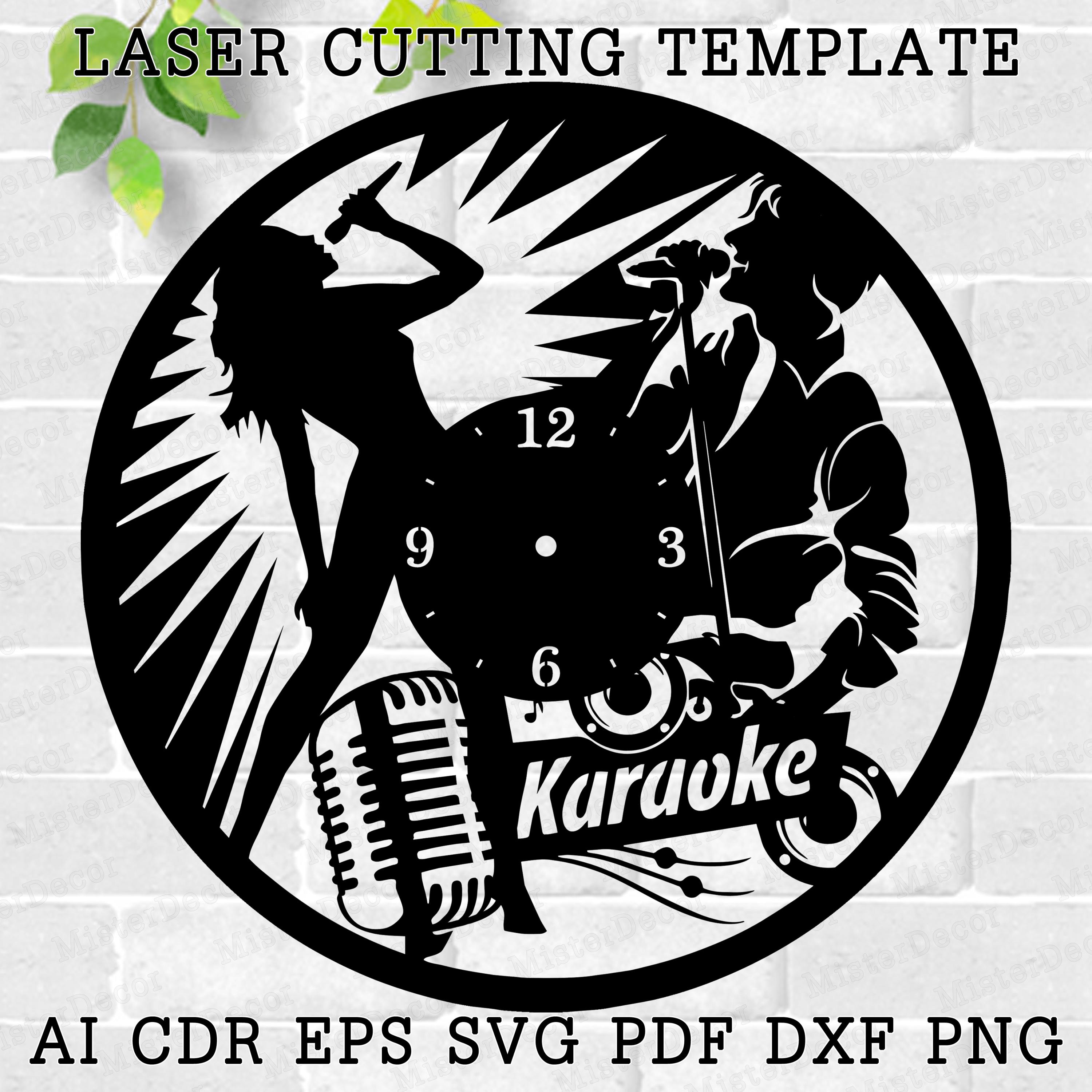 Karaoke Bar Clock Laser Cut Files SVG File Vector File Ai Cdr, Dxf ...