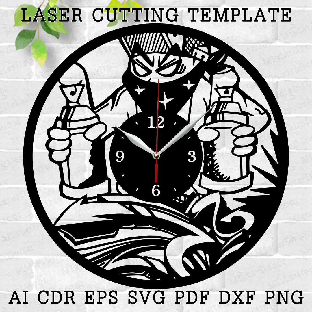 Graffiti Wall Clock Laser Cut Files, SVG File. Vector File Ai, Cdr, Dxf ...