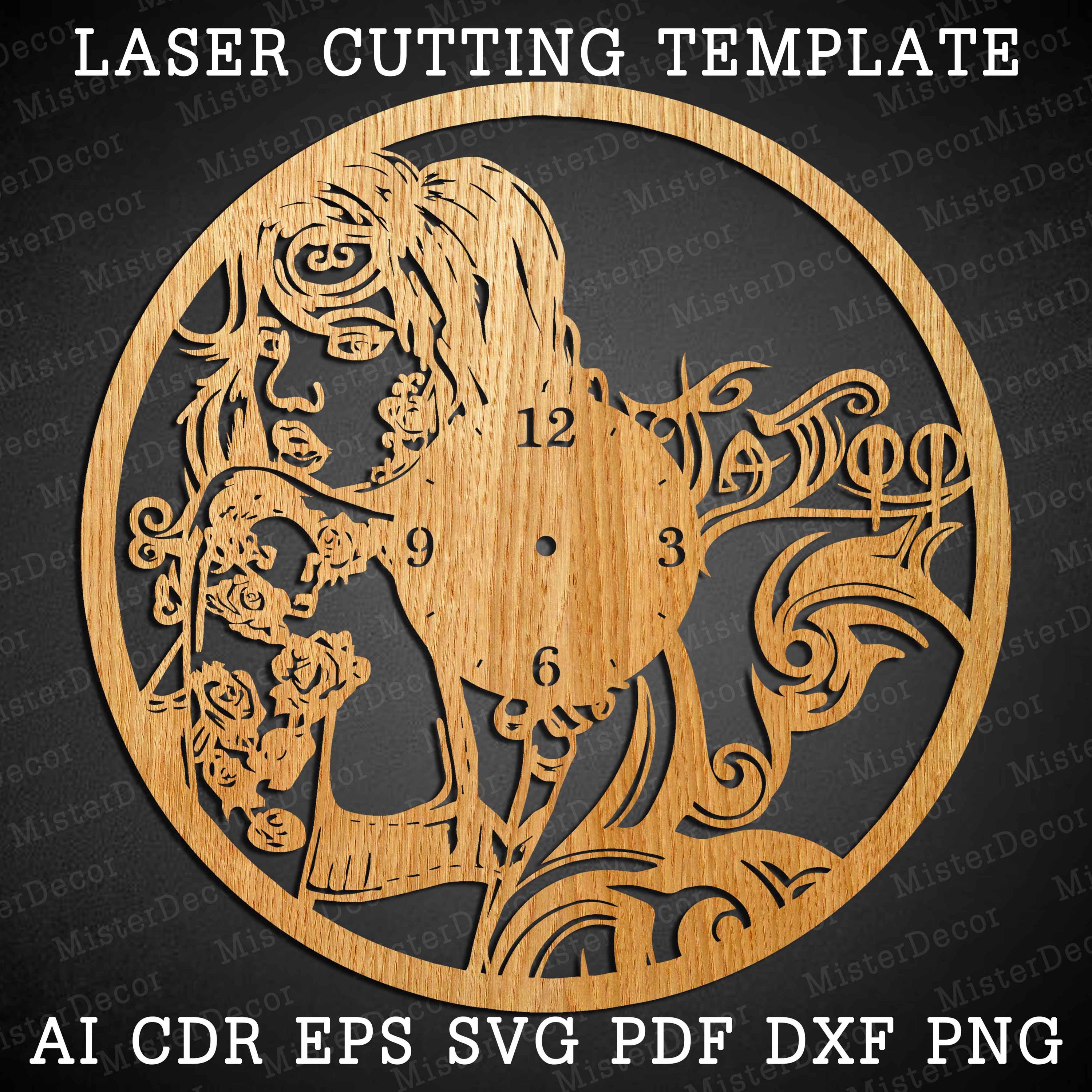 Tattoo Salon Clock Laser Cut Files SVG Vector File Ai Cdr Dxf Eps Pdf ...