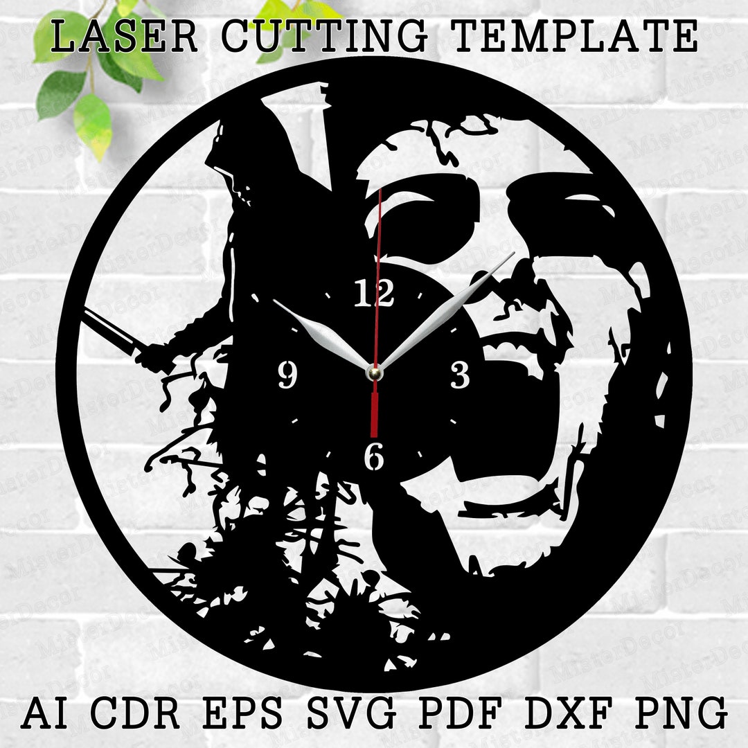 Halloween Horror Clock Laser Cut Files, SVG File. Vector File Ai, Cdr ...