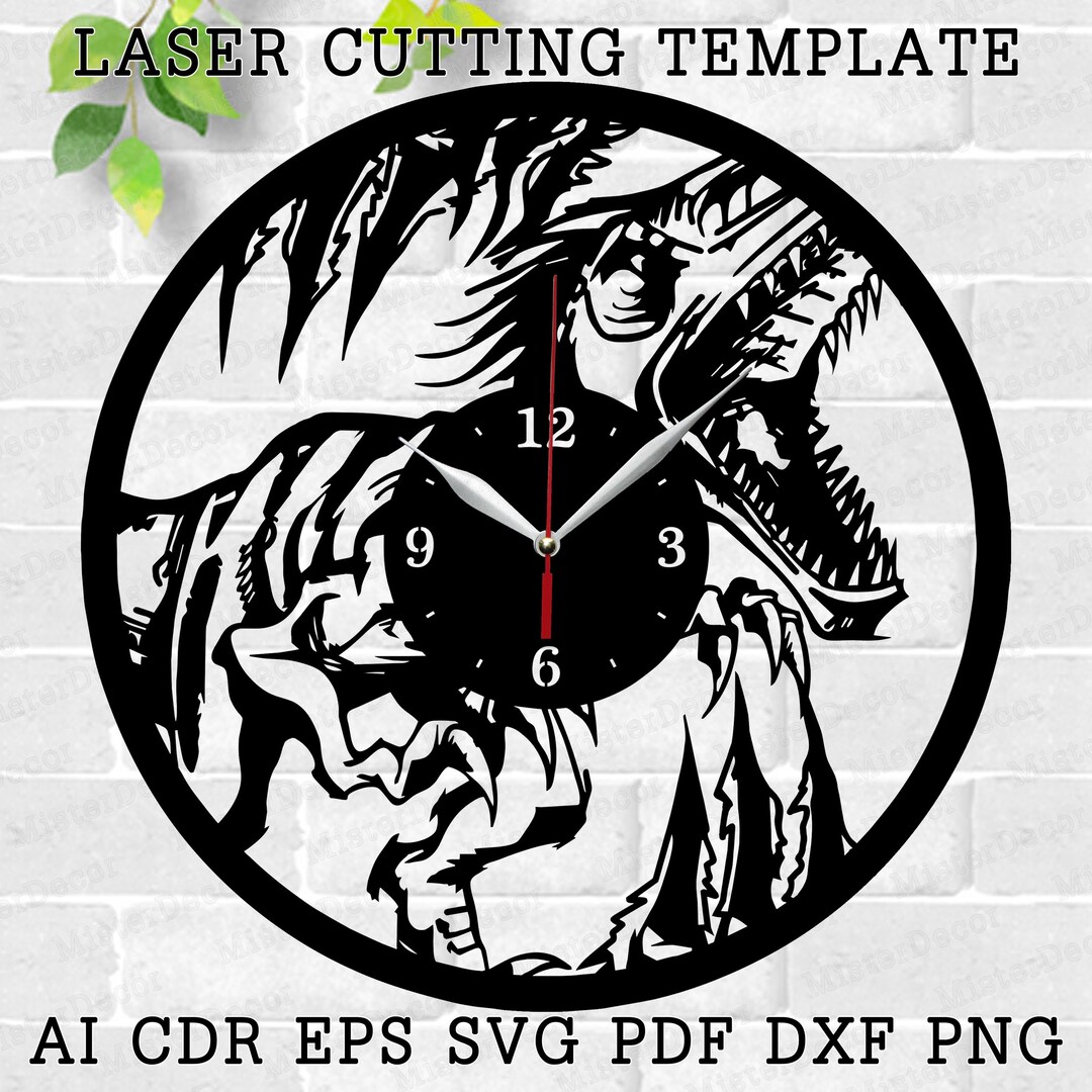 Dinosaurs Clock Laser Cut Files SVG File. Vector File Ai Cdr Dxf ...