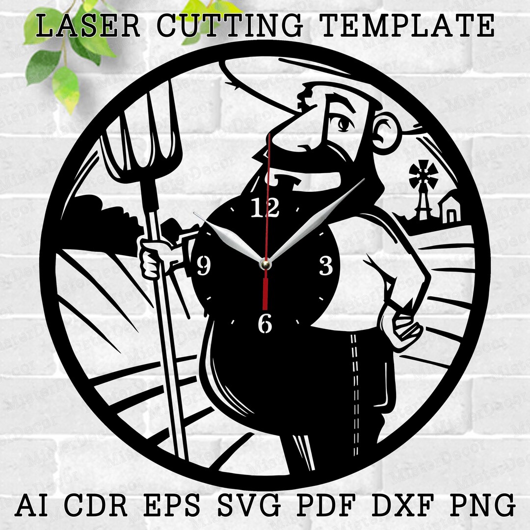 Farm Country Clock Laser Cut Files SVG File Vector File Ai Cdr Dxf ...