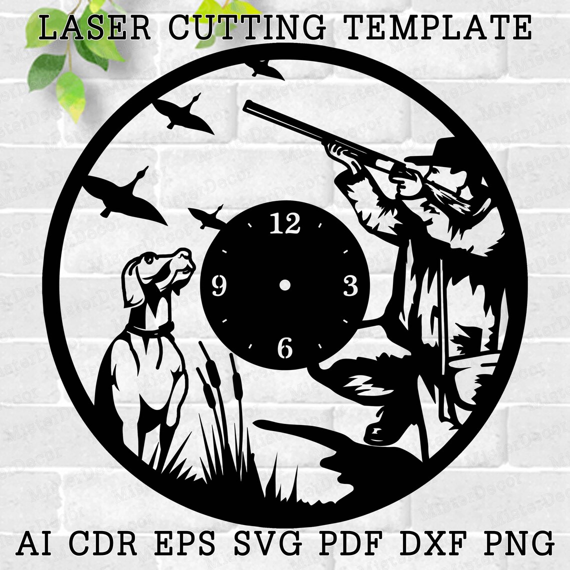 Duck Hunter Clock Laser Cut Files SVG File Vector File Ai Cdr Dxf ...