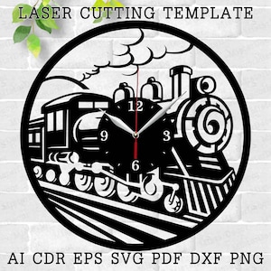 Railway Clock Laser Cut Files SVG Vector File Ai Cdr Dxf, Eps, Pdf, Png ...