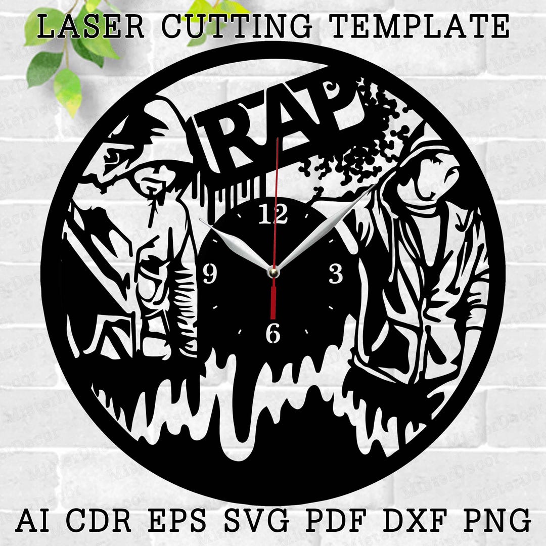 Rap Clock Laser Cut Files SVG Vector File Ai Cdr Dxf, Eps, Pdf, Png ...