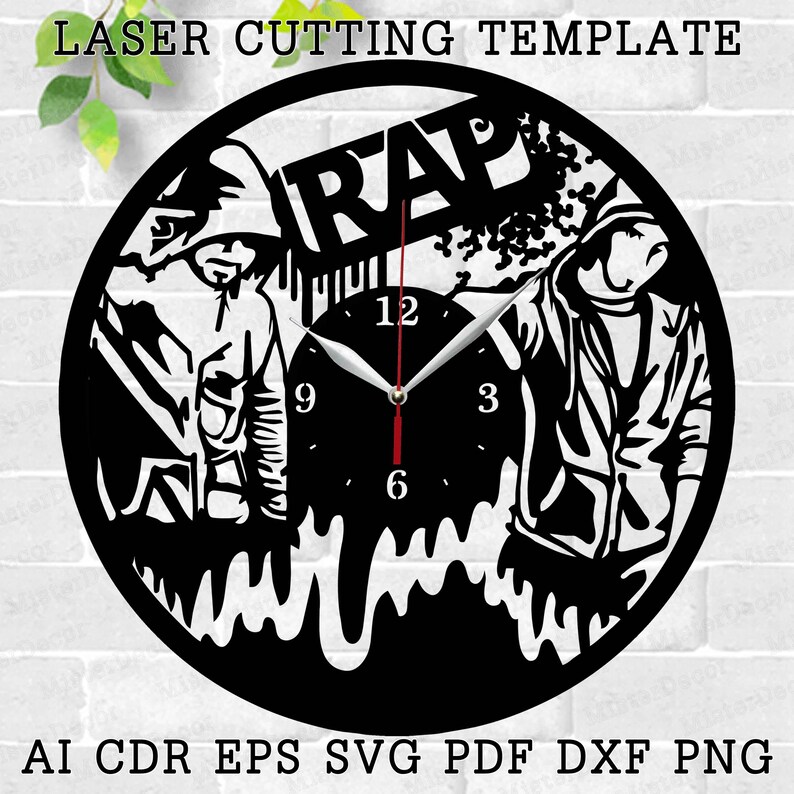 Rap Clock Laser Cut Files SVG Vector File Ai Cdr Dxf, Eps, Pdf, Png ...