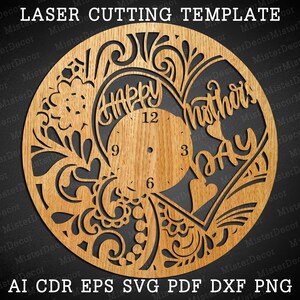 Mother's Day Clock Laser Cut Files SVG Vector File Ai Cdr Dxf, Eps, Pdf ...