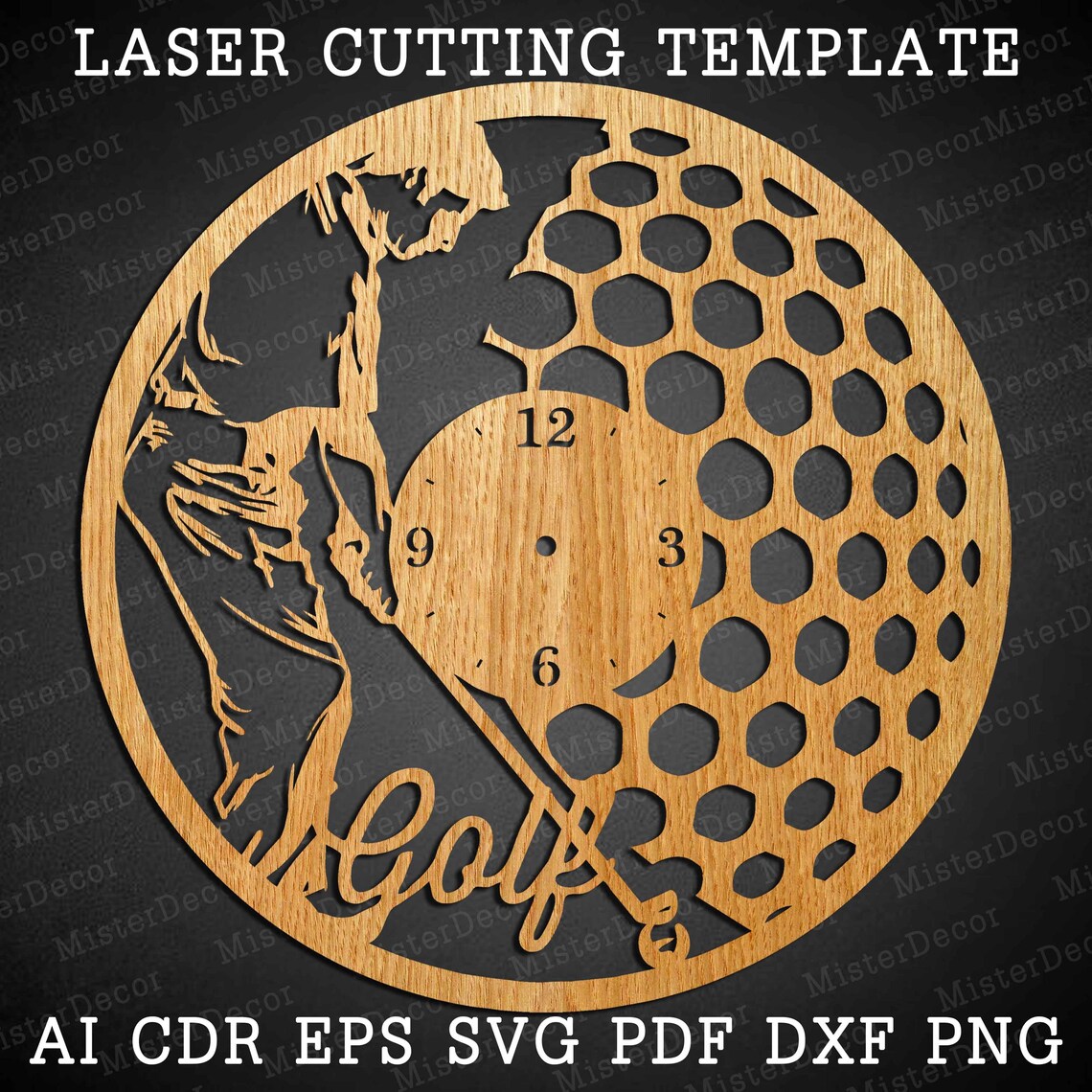 Golf Clock Laser Cut Files SVG File Vector File Ai Cdr Dxf Instant ...