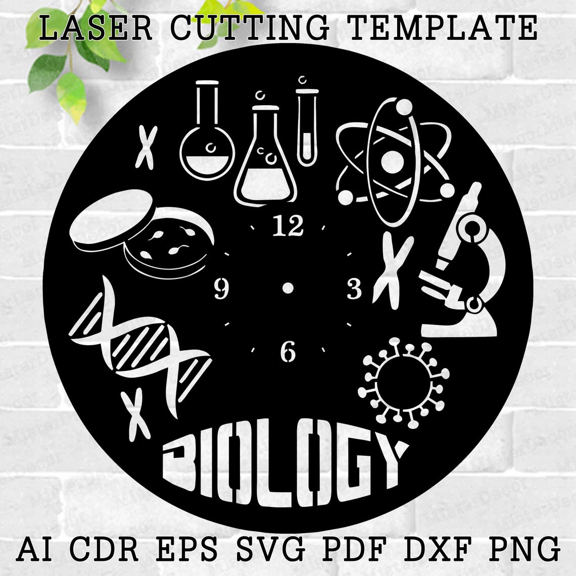 Biology Clock Science Laser Cut Files SVG File Vector File Ai Cdr Dxf ...