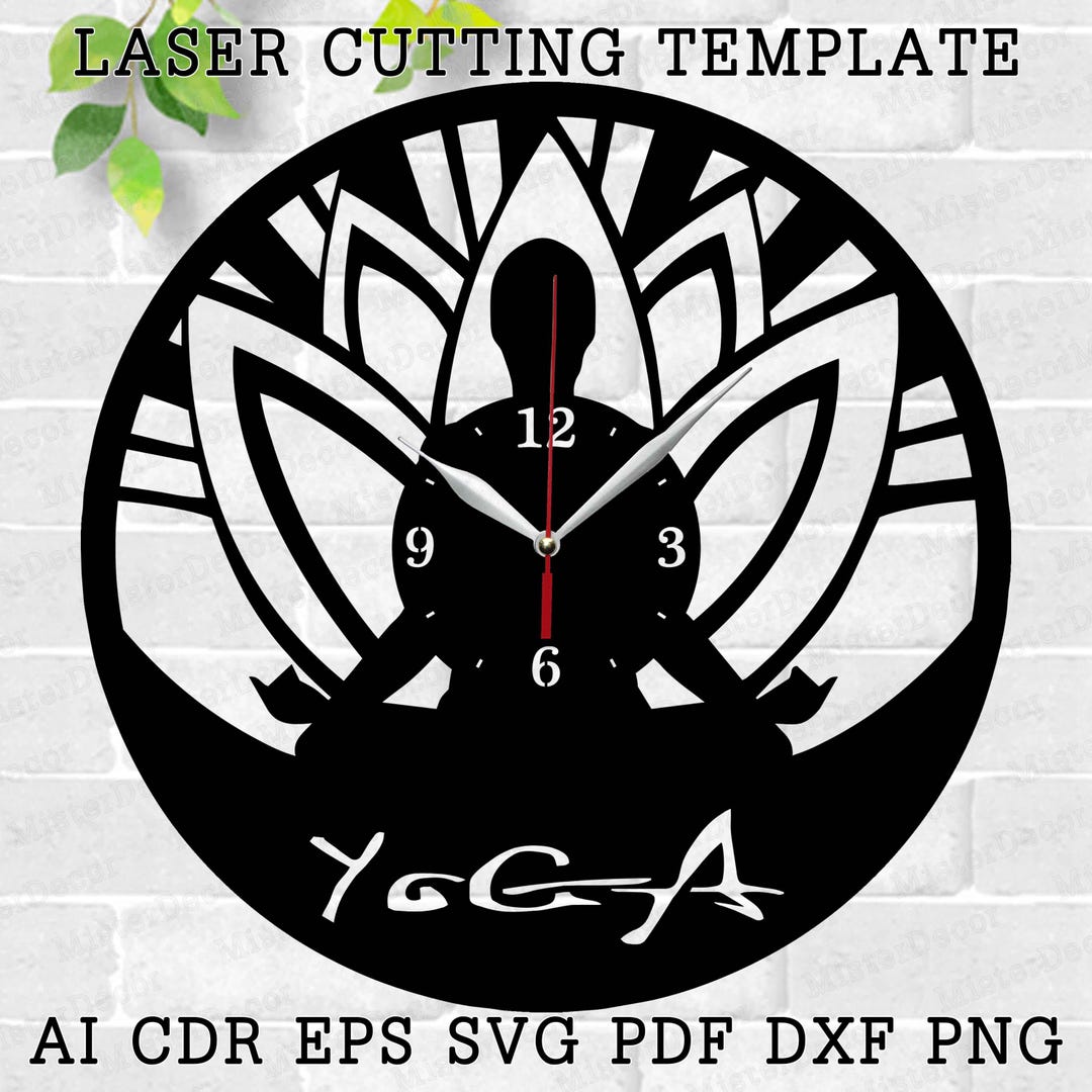Yoga Clock Laser Cut Files, SVG File Ai Cdr Dxf, Unique Digital Design ...