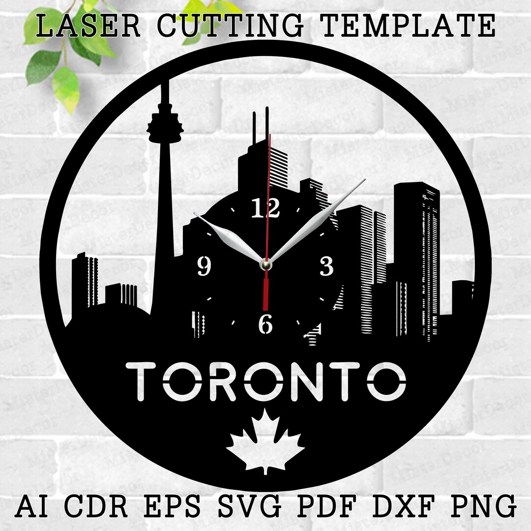 Toronto Wall Clock Laser Cut Files, SVG File. Vector File Ai, Cdr, Dxf ...