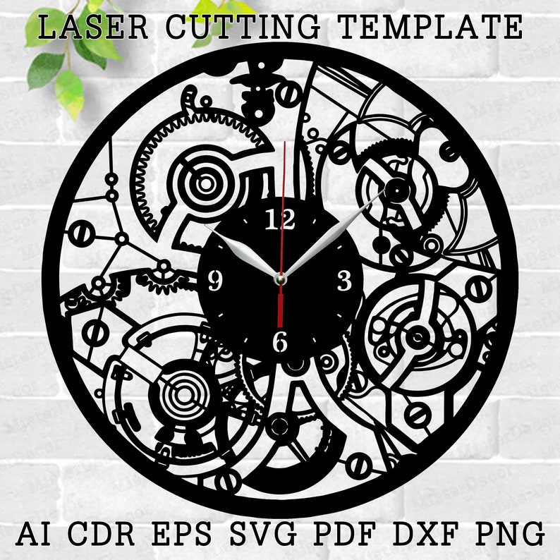 Clockwork Clock Laser Cut Files, SVG File. Vector File Ai, Cdr, Dxf ...