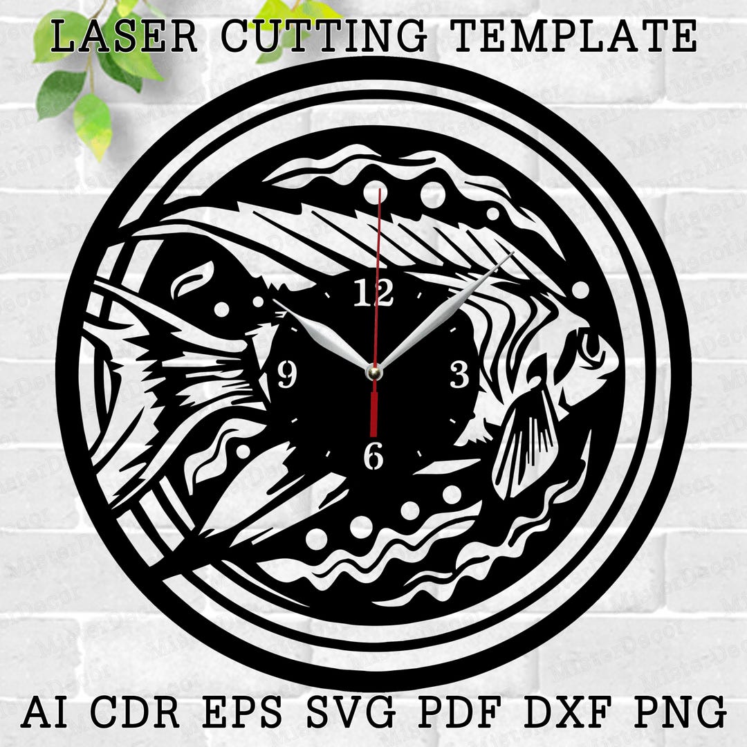 Fish Clock Laser Cut Files SVG File Vector File Ai Cdr Dxf Instant ...