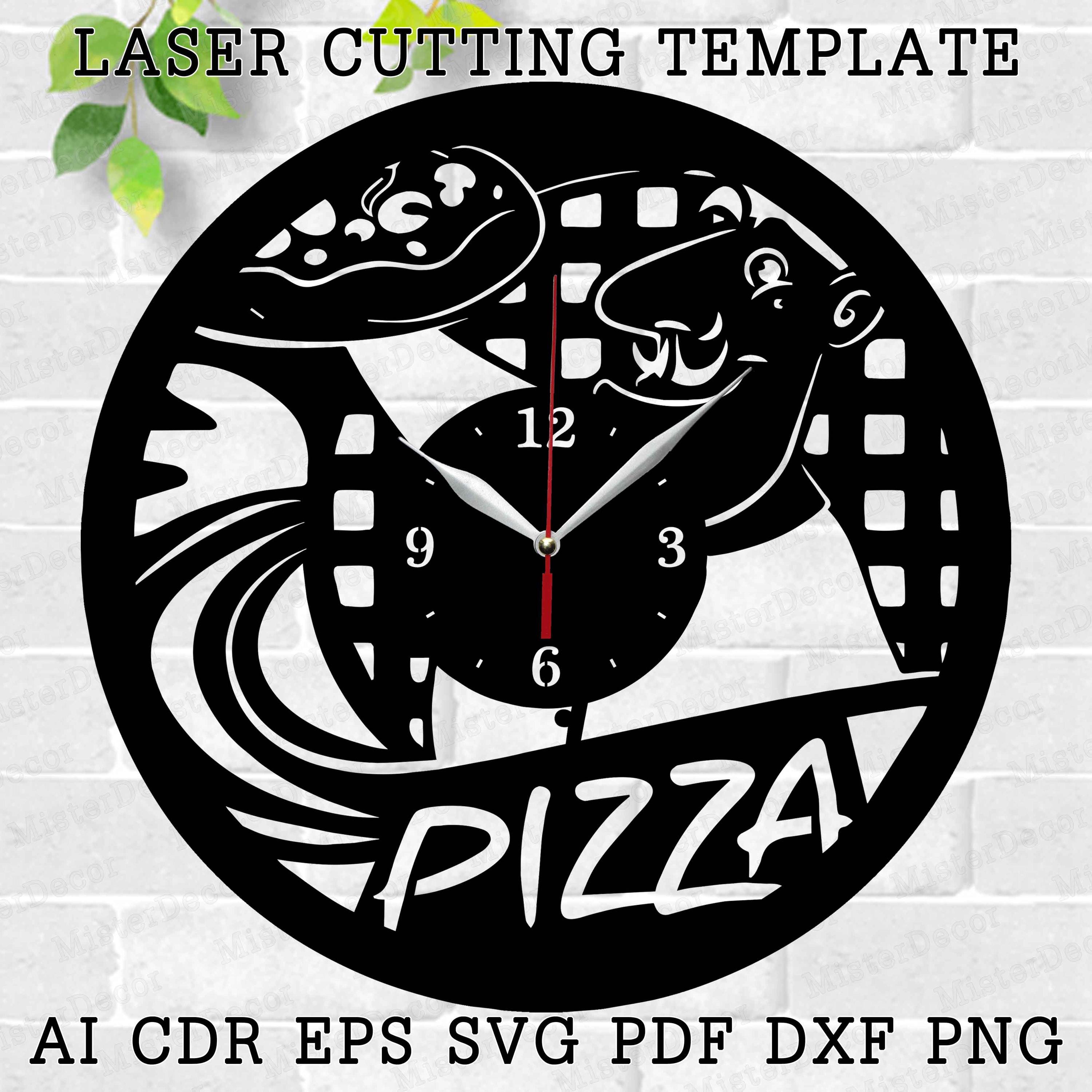 Pizza Clock Laser Cut Files SVG Vector File Ai, Cdr, Dxf Eps Pdf Png ...