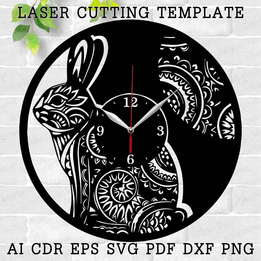 Bunny Clock Laser Cut Files SVG Vector File Ai, Cdr, Dxf, Eps, Pdf, Png ...