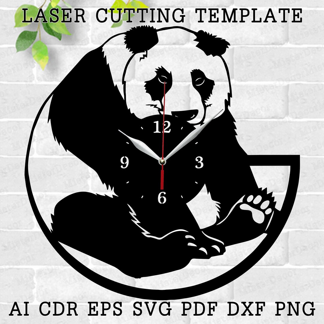 Panda Clock Laser Cut Files, SVG File. Vector File Ai, Cdr, Dxf Instant ...
