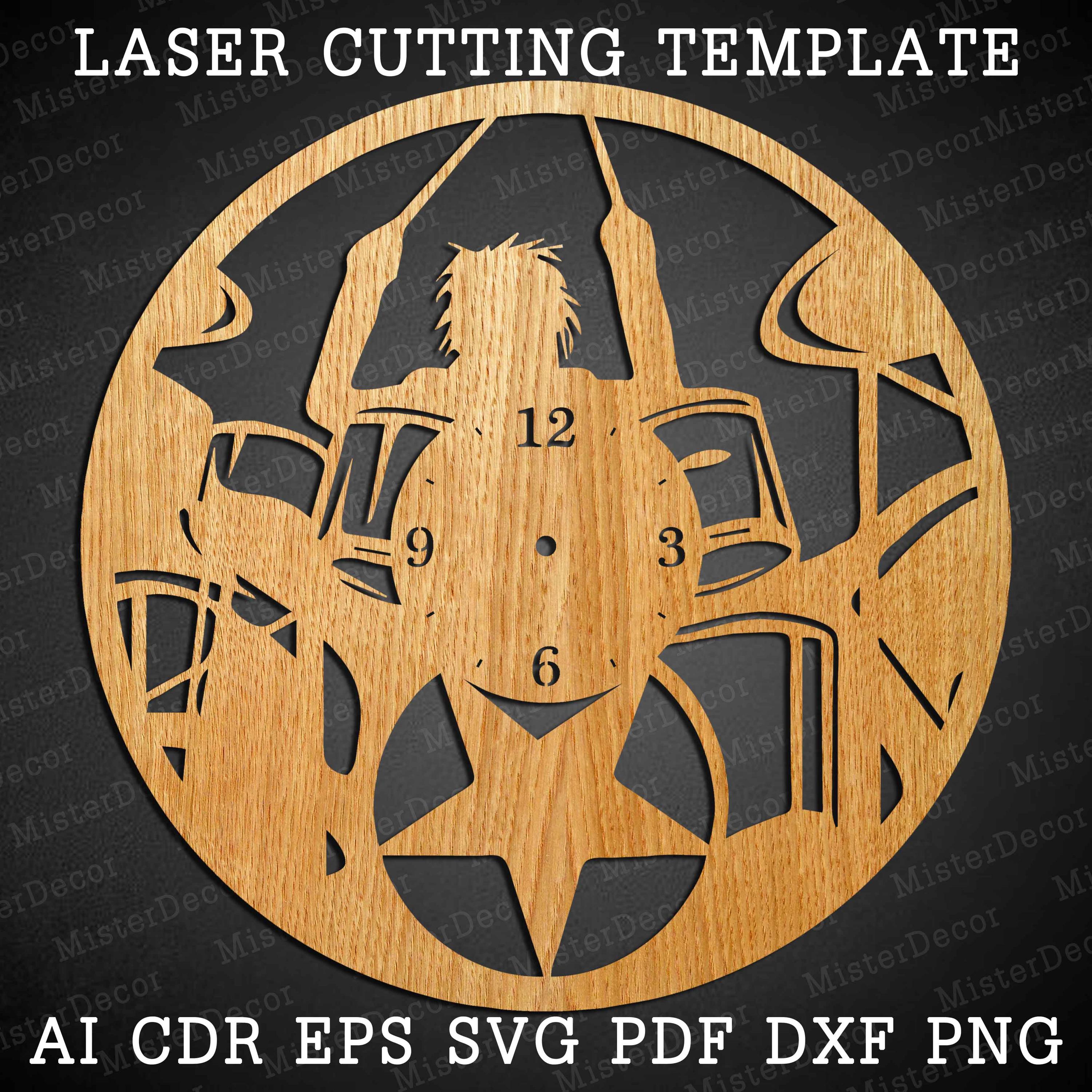 Drummer Clock Laser Cut Files SVG File Vector File Ai Cdr Dxf Instant ...