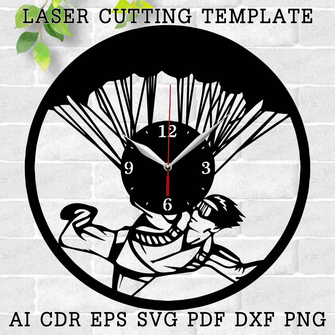 Parachute Clock Laser Cut Files SVG Vector File Ai, Cdr, Dxf, Eps, Pdf ...