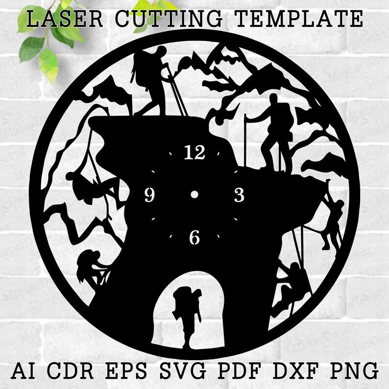Mountain Climbing Clock Laser Cut Files, SVG File. Vector File Ai Cdr ...