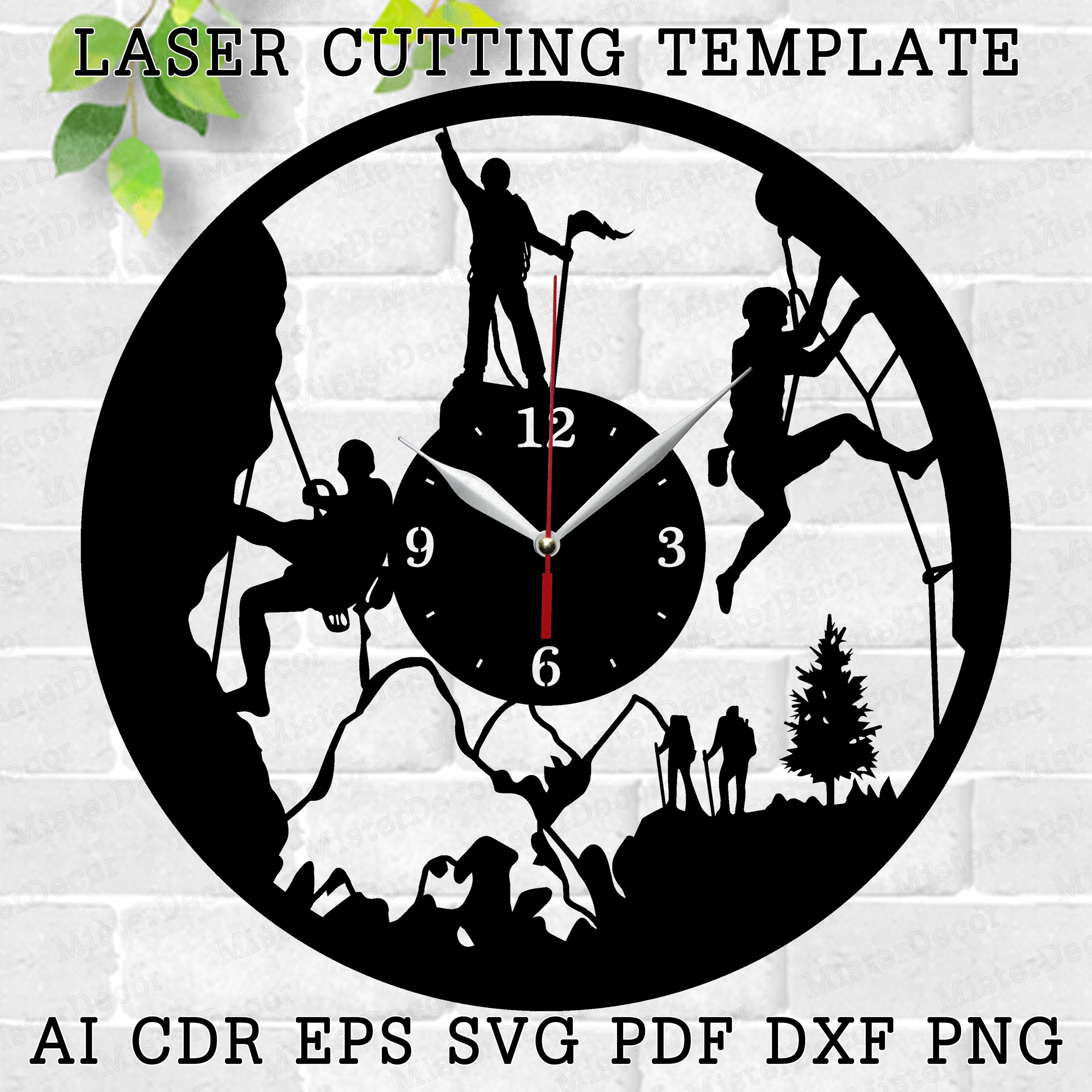 Rock Climbing Clock Laser Cut Files, SVG File. Vector File Ai Cdr Dxf ...