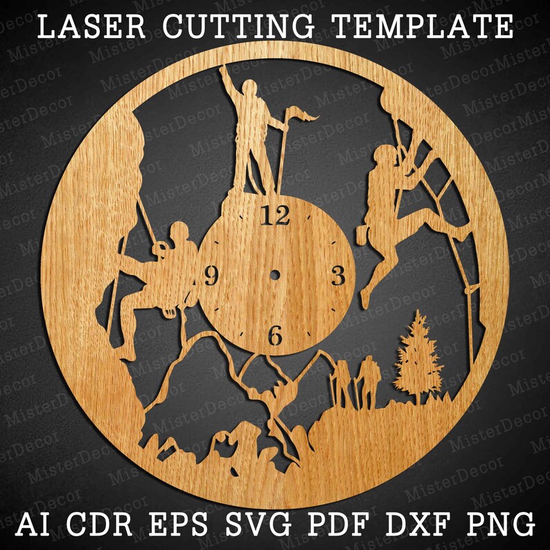 Rock Climbing Clock Laser Cut Files, SVG File. Vector File Ai Cdr Dxf ...