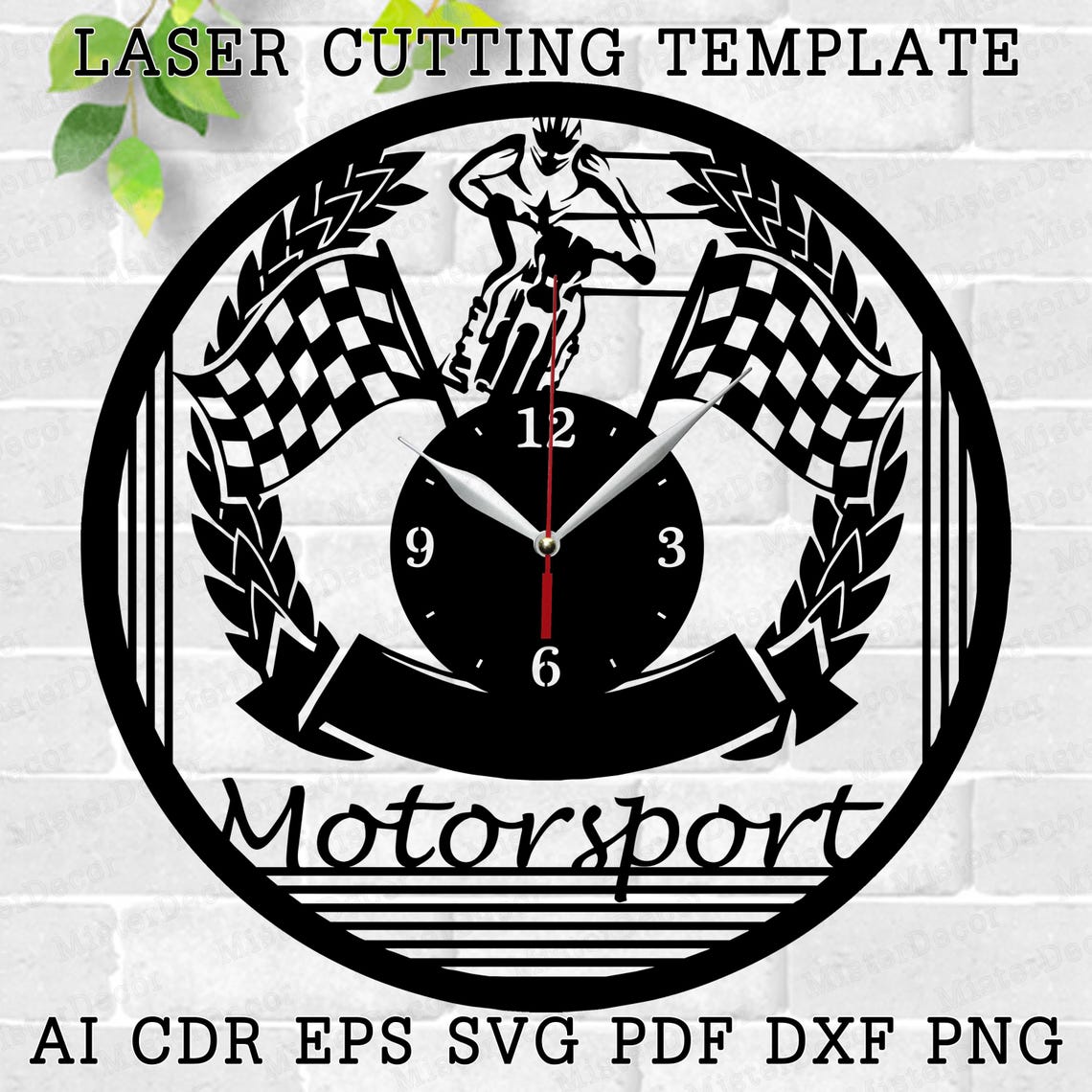 Motosport Clock Laser Cut Files SVG Vector File Ai Cdr Dxf Eps Pdf, Png ...