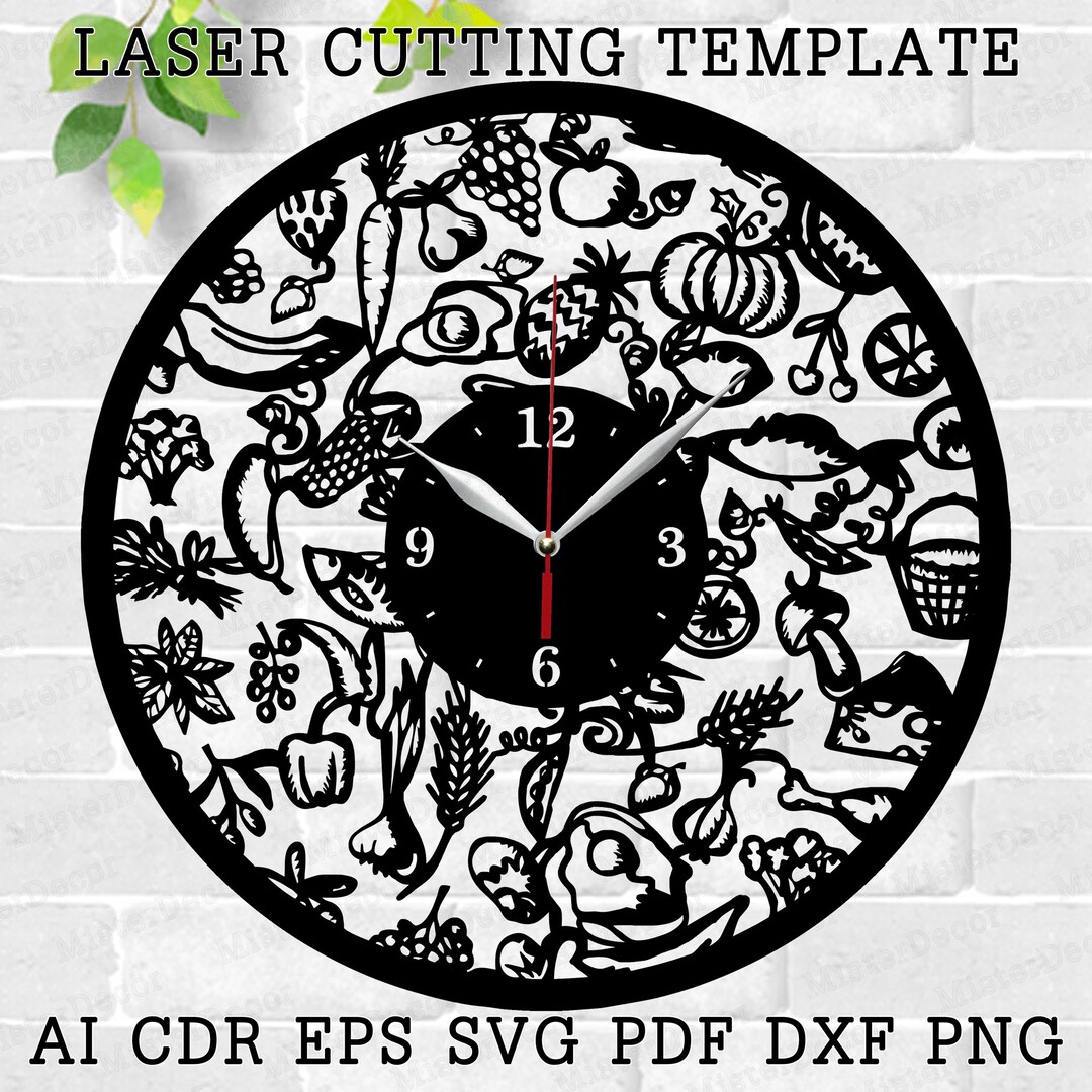 Diet Kitchen Clock Laser Cut Files SVG File. Vector File Ai Cdr Dxf ...
