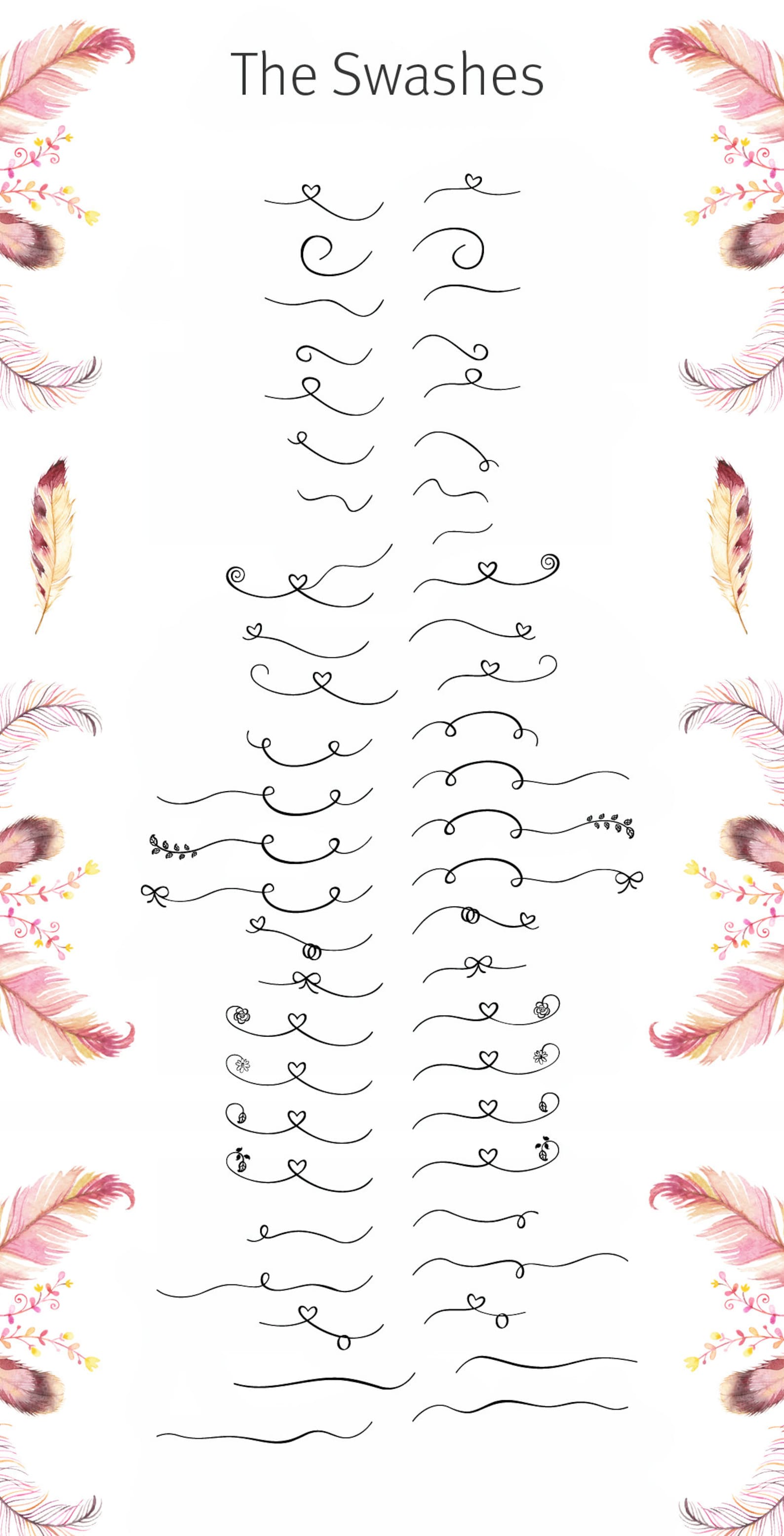 Heart Swash Font Featherly Bold Font Modern Calligraphy | Etsy