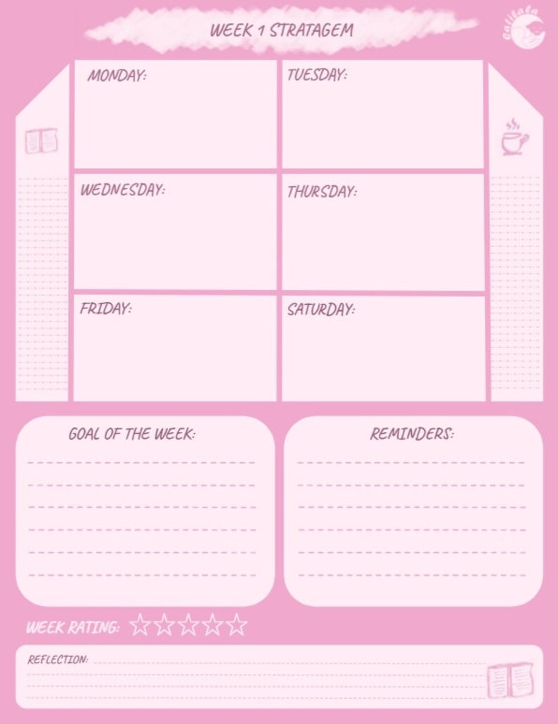 Digital Download Planner in Pink PDF Printable - Etsy