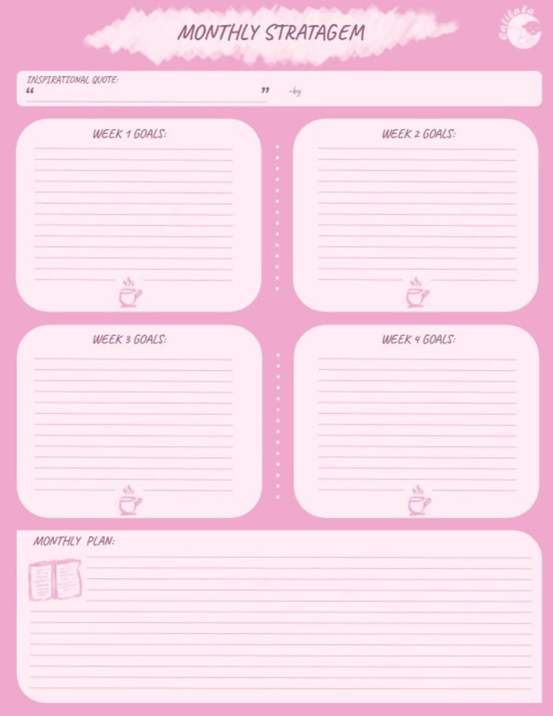 Digital Download Planner in Pink PDF Printable - Etsy