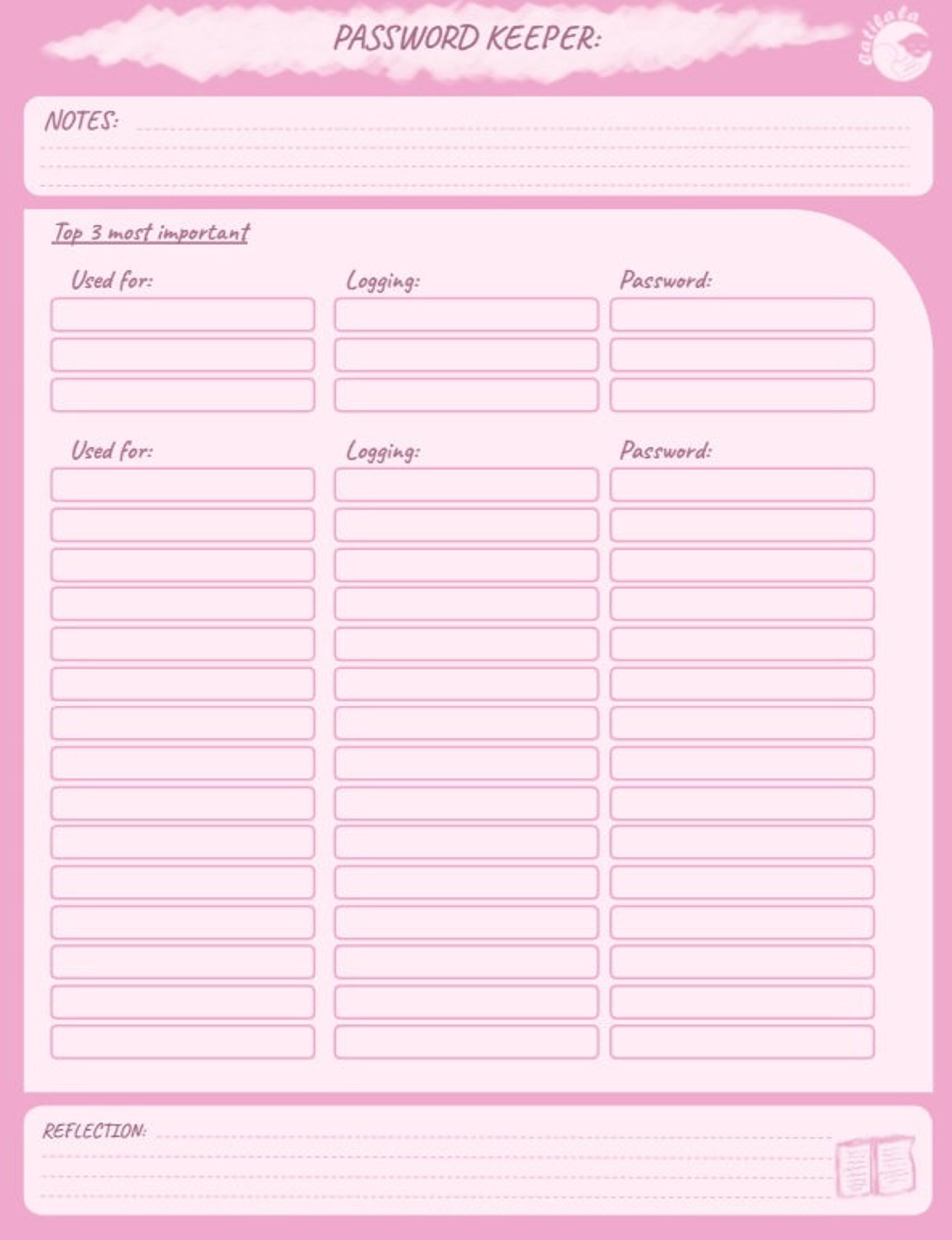 Digital Download Planner in Pink PDF Printable - Etsy