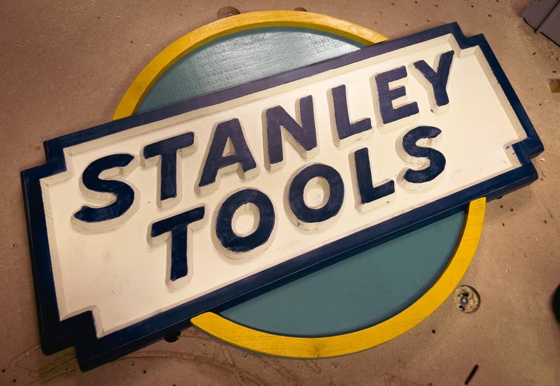 Stanley Tools — 1936 Emblem (carved Wood Shop Sign) — Vintage Machinery ...