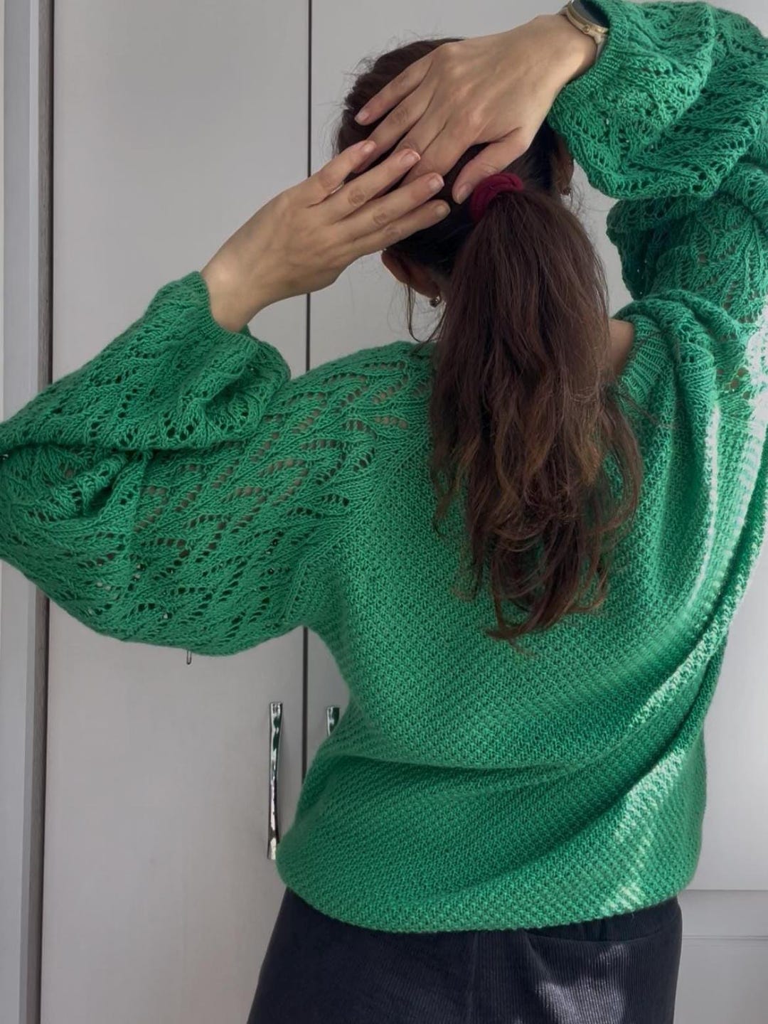 Knitting Pattern Raglan Sweater With Lace Sleeves, Top Down Seamless ...