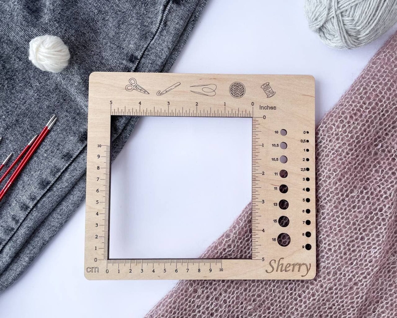 Gauge Swatch Ruler Knitting Needle Sizes Ruler for - Etsy