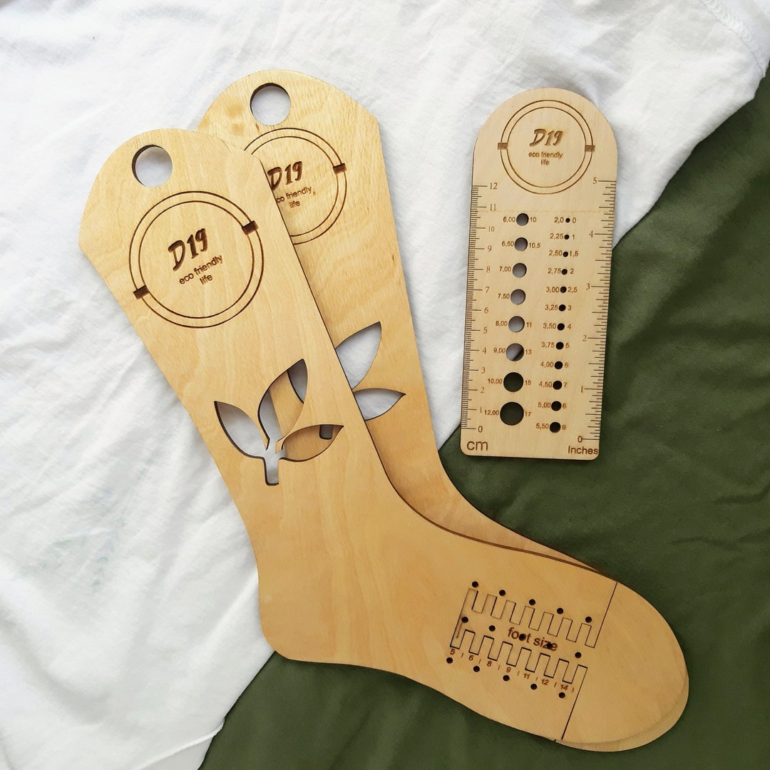 Set of 2 Pcs Personalize Wooden Sock Blocker 1 Knitting Ruler, Knitting ...