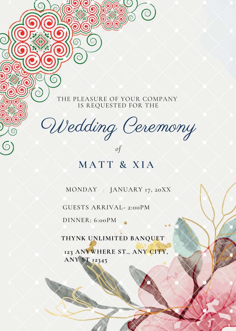 Hmong Inspired Wedding Invitation (digital Only) - Etsy