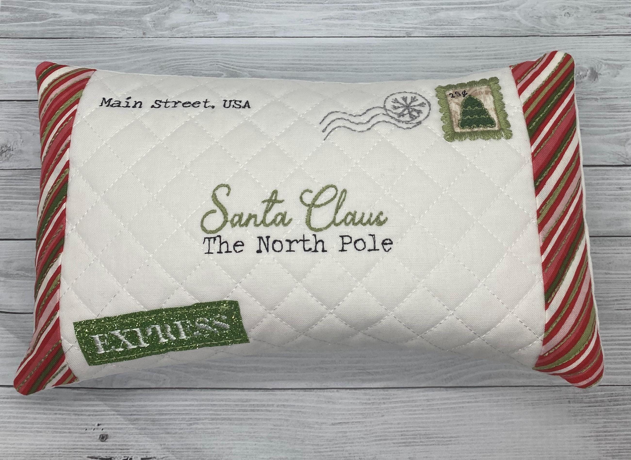 Embroidered Santa Postcard Bench Buddy Pillows - Etsy