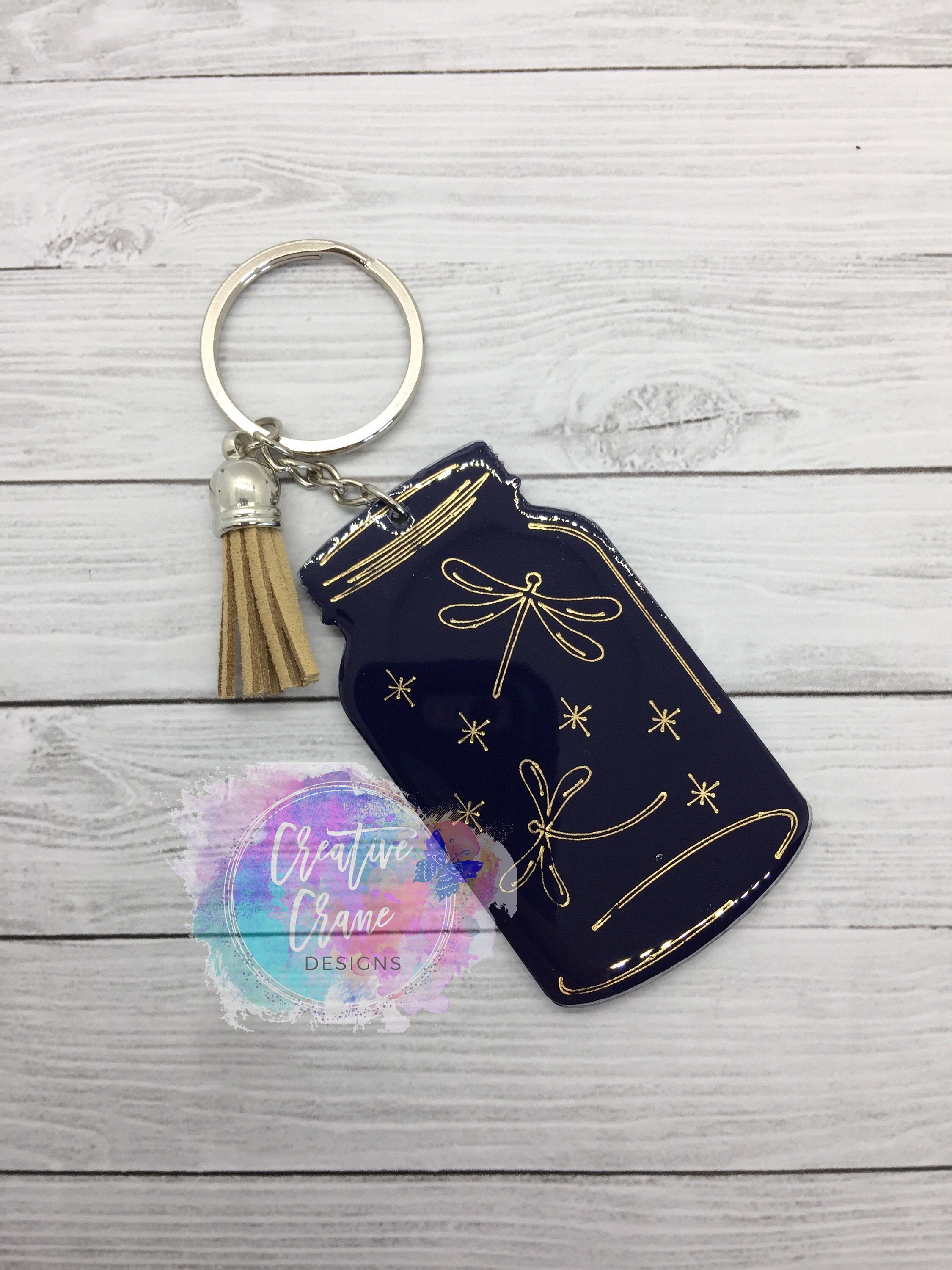 Dragonfly Mason Jar Keychain - Etsy