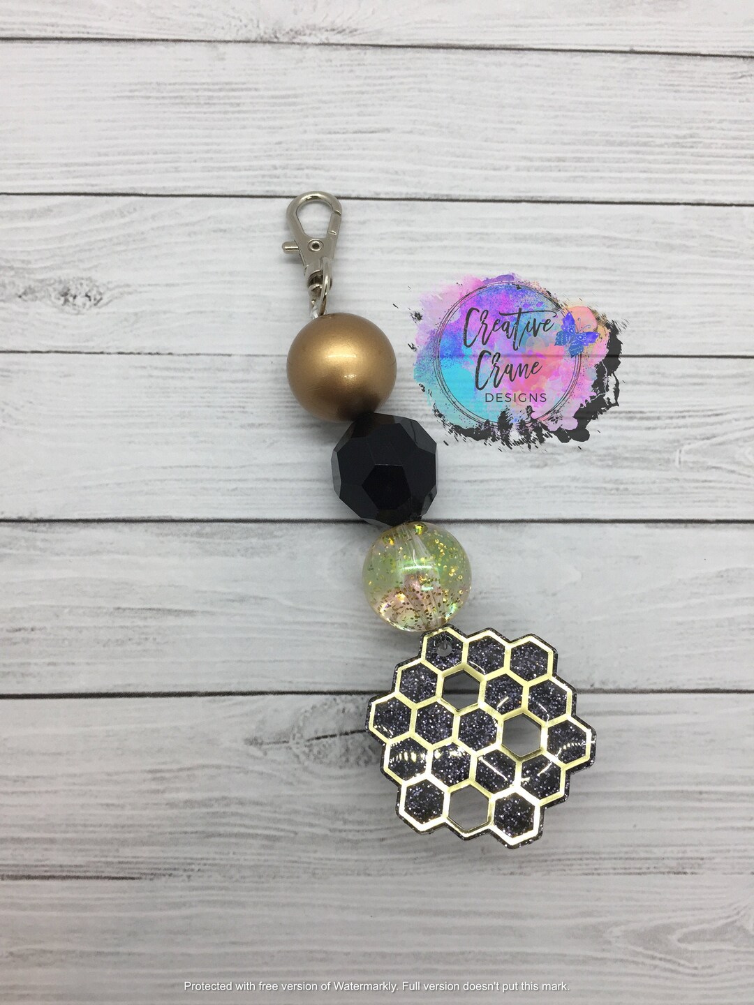Honeycomb Beaded Keychain - Etsy